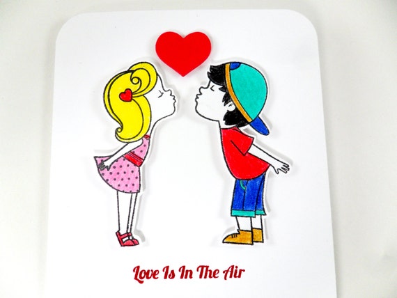 Kissing Card Kiss Card Valentine Card Little Kiss Card | Etsy
