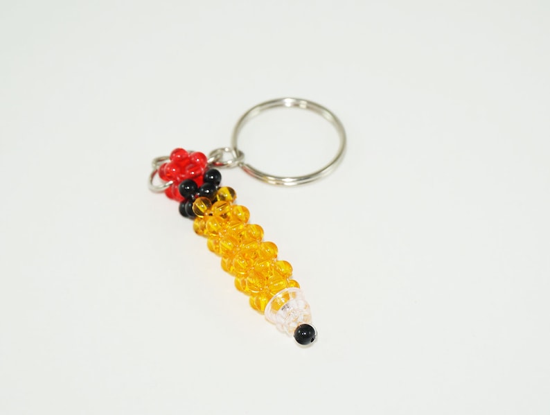 Beaded Keychain Pencil, Bead Pencil Keychain, Teacher Gift, Yellow ...
