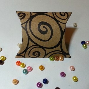 Printed Kraft Pillow Box, Square Pillow Box, Wedding Treat Box, Small ...