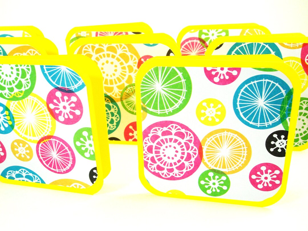 Blank Mini Cards, Colorful Circles Mini Cards, Square Tags, Square ...