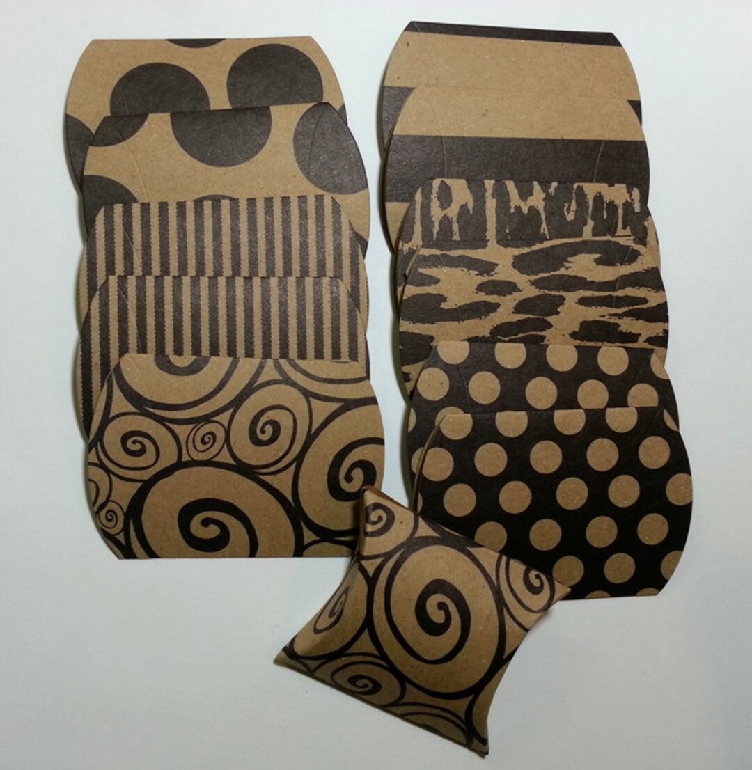 Printed Kraft Pillow Box, Square Pillow Box, Wedding Treat Box, Small ...