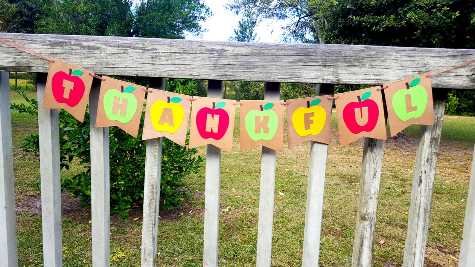 Thankful Banner Apple Banner Fall Banner Thanksgiving | Etsy