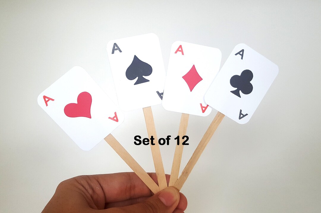 Playing Cards Toppers, Aces Cupcake Toppers, Casino Cake Toppers, Suits ...
