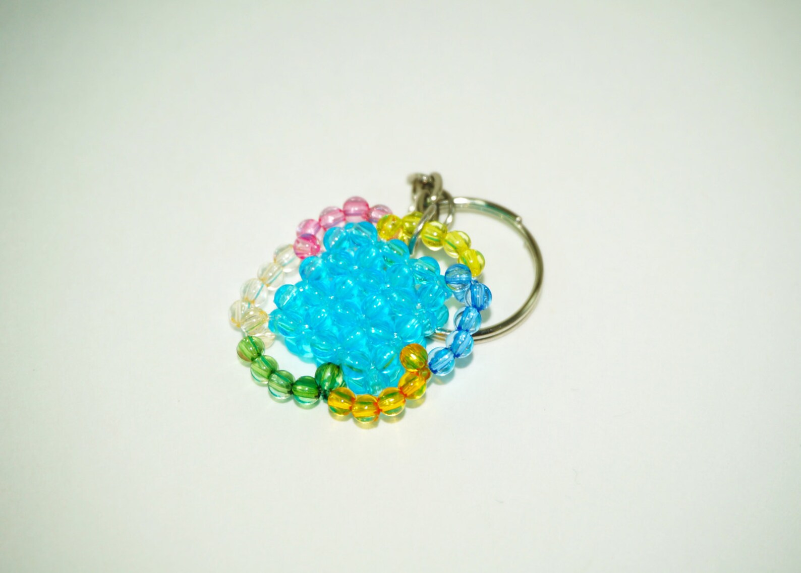 Beaded Keychain Teal Keychain Aqua Blue Keychain Beaded | Etsy