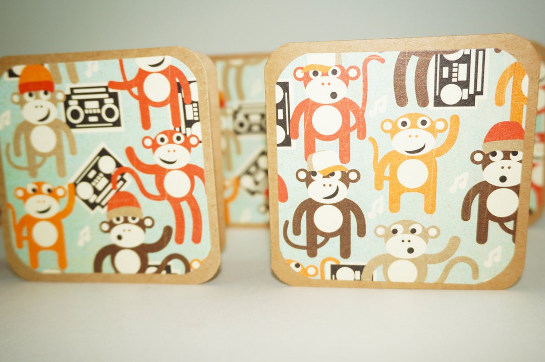 Monkey Card, Monkey Mini Card, Cool Monkeys Mini Cards, Square Cards ...
