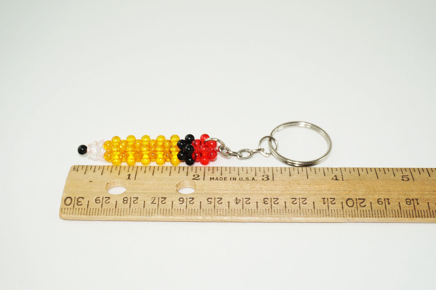 Beaded Keychain Pencil, Bead Pencil Keychain, Teacher Gift, Yellow ...