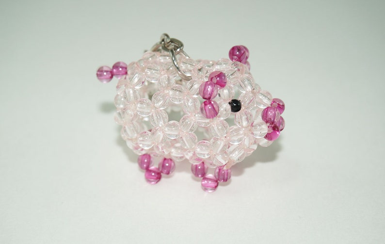 Beaded Pig, Pig Keychain, Beaded Pig Keychain, Pink Pig, Cute Piggy ...