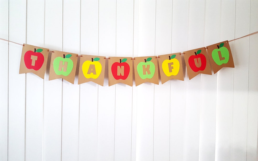 Thankful Banner, Apple Banner, Fall Banner, Thanksgiving Banner, Autumn ...