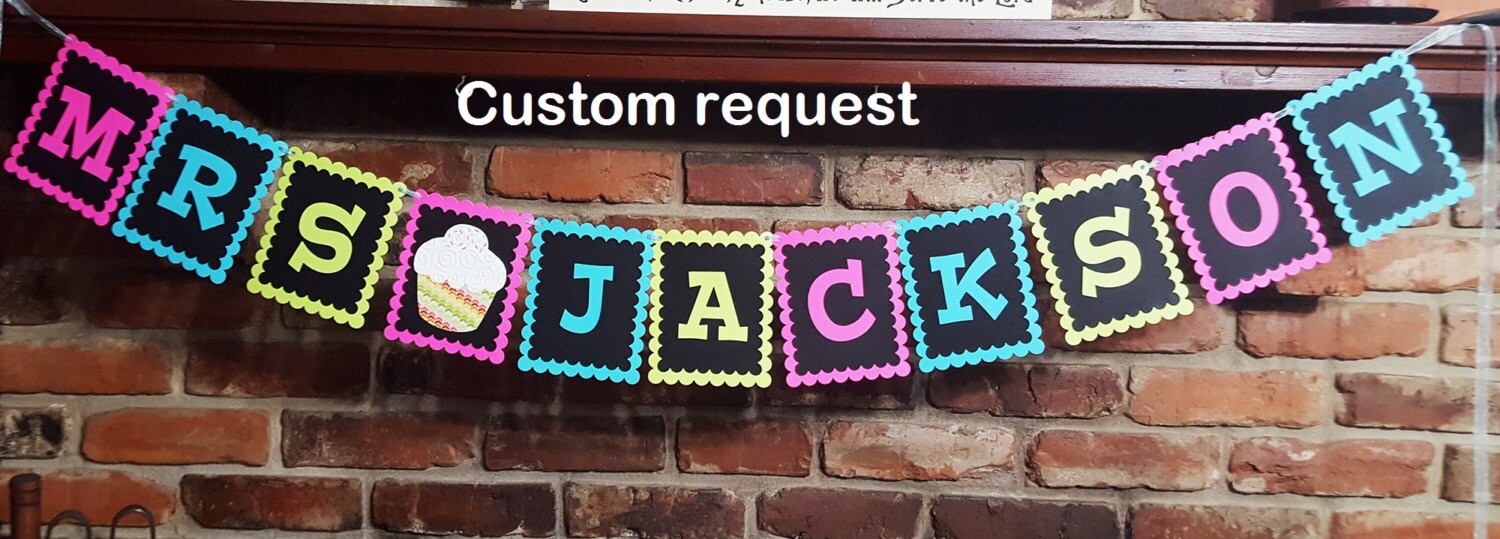 Teacher Banner Scallop Banner Scalloped Banner Teacher Name - Etsy