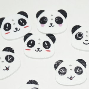 Panda Buttons, Destash Buttons, Cute Buttons, Wood Buttons, Panda Buttons Wooden, Wood Panda ...
