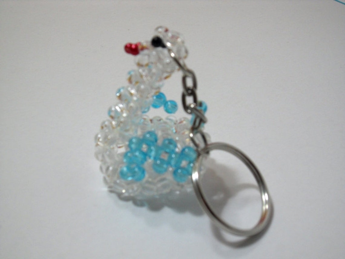 Swan Keychain Beaded Swan Keychain Bead Swan Swan Bead - Etsy