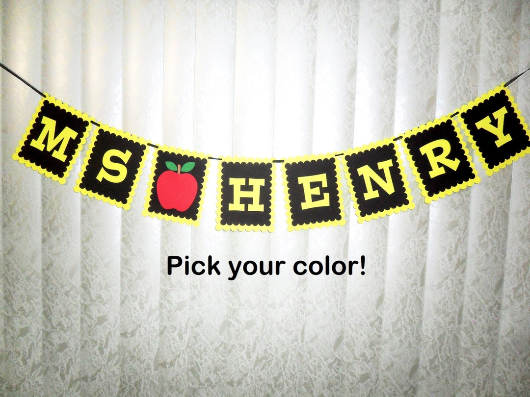 Teacher Banner, Scallop Banner, Scalloped Banner, Teacher Name Banner ...