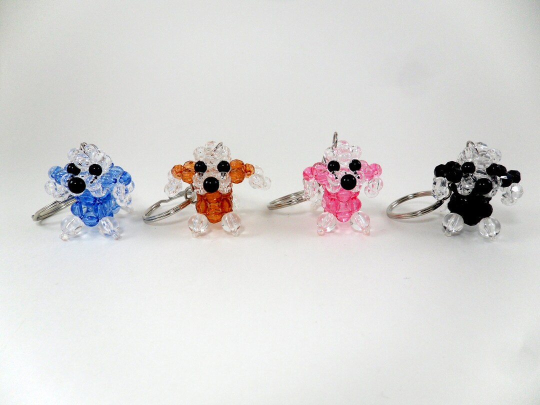 Bead Dog Keychain, Poodle Keychain, Beaded Poodle, Canine Keychain ...