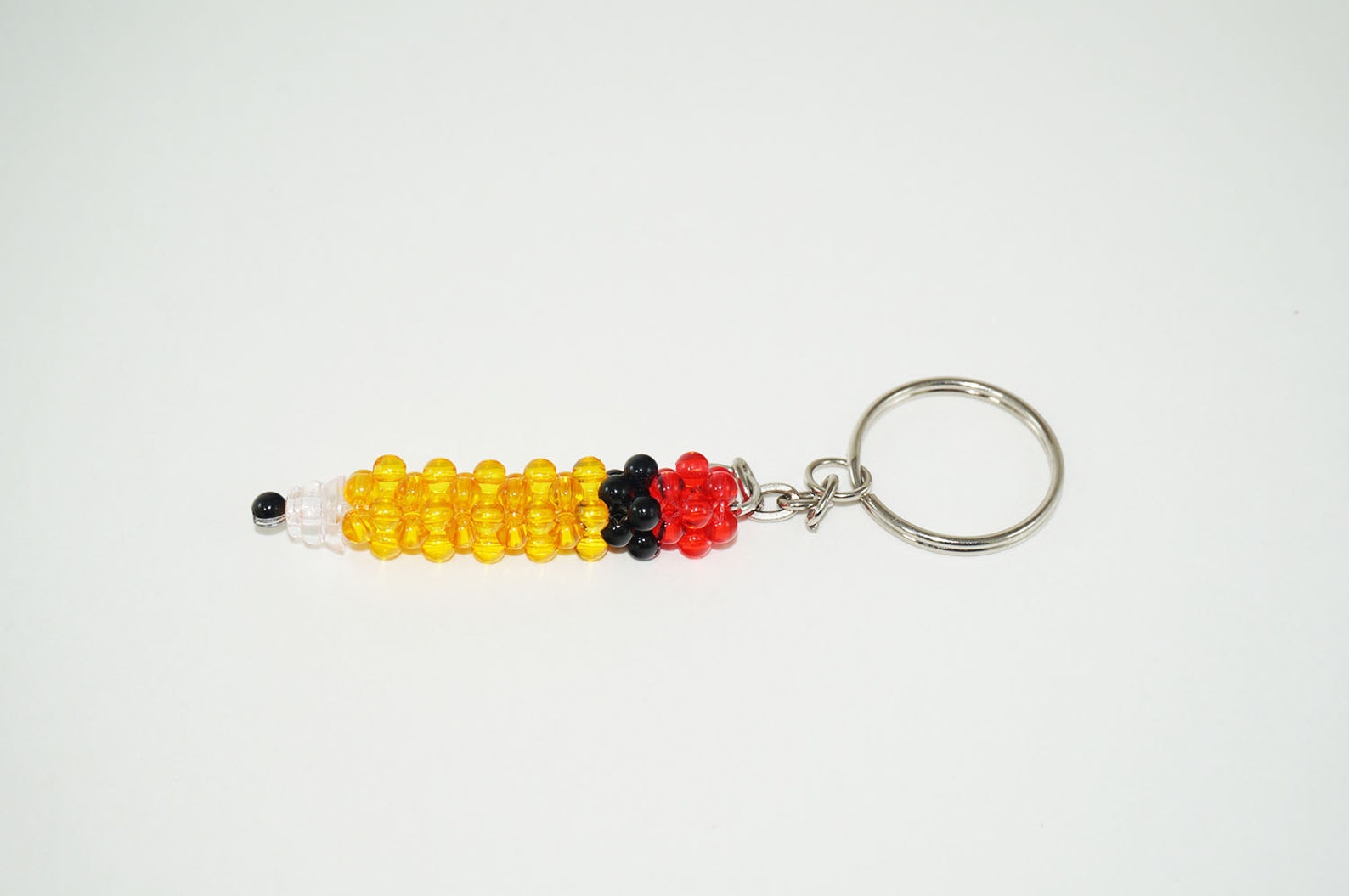 Beaded Keychain Pencil, Bead Pencil Keychain, Teacher Gift, Yellow ...