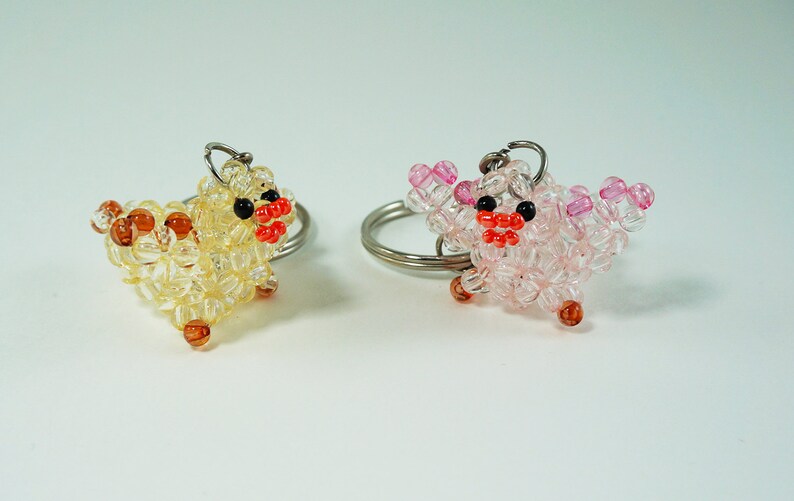 Bird Keychain Beaded Bird Cute Bird Keychain Pink Bird - Etsy