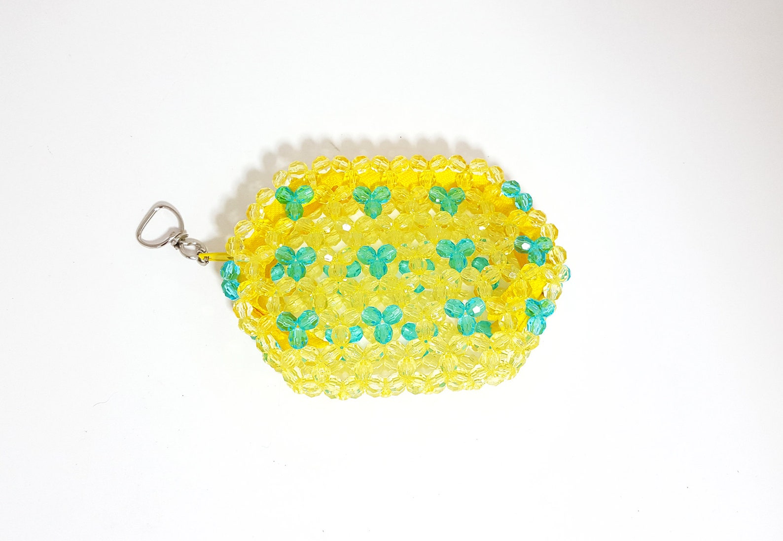 Beaded Wallet Beaded Coin Purse Yellow Teal Bead Coin Purse | Etsy