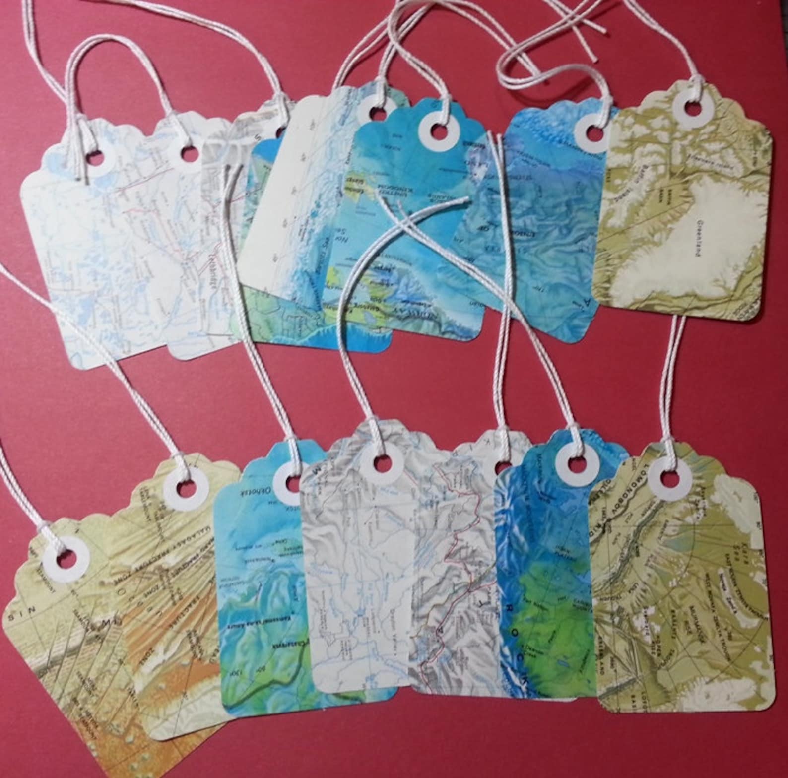 Atlas Tags, Upcycled Atlas Tags, Map Tags, 24 Pieces Upcycled Tags ...