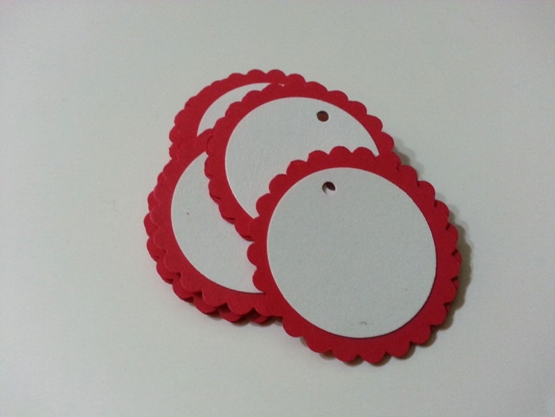 Scallop Circle Tag Pick Your Color, Colored Tags, Fancy Scallop Tags ...