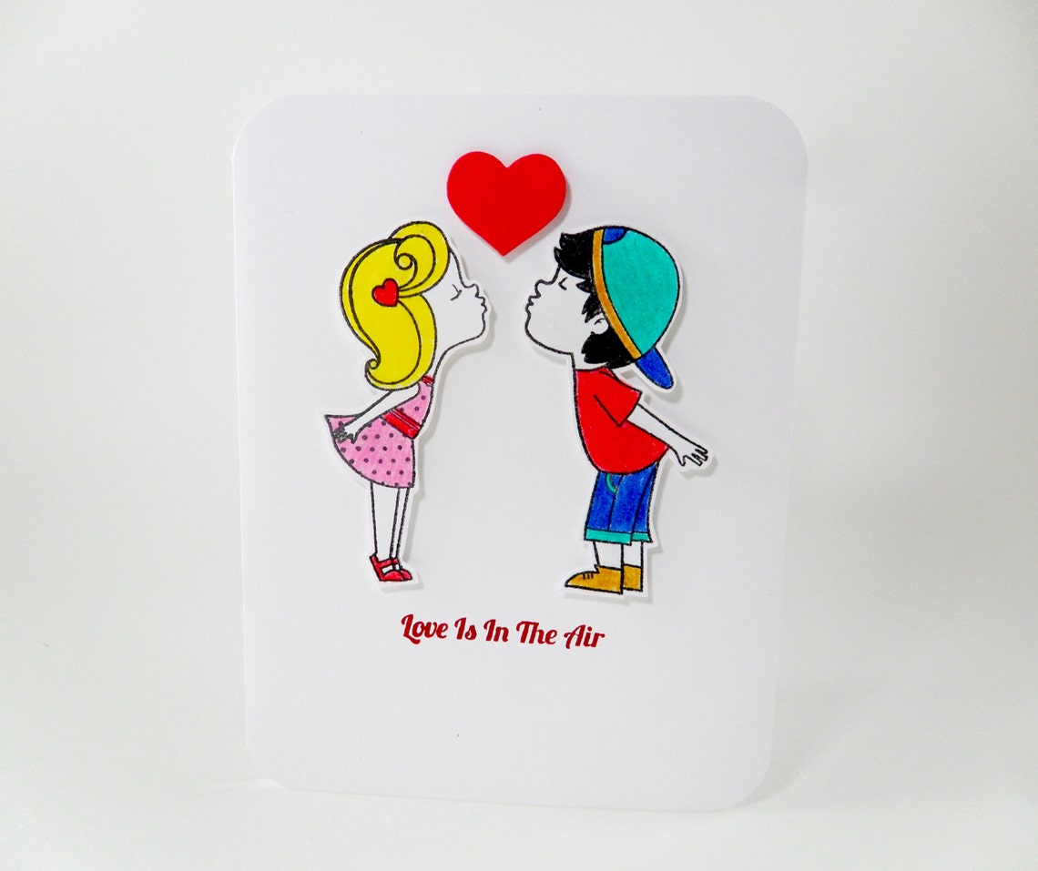 Kissing Card Kiss Card Valentine Card Little Kiss Card | Etsy