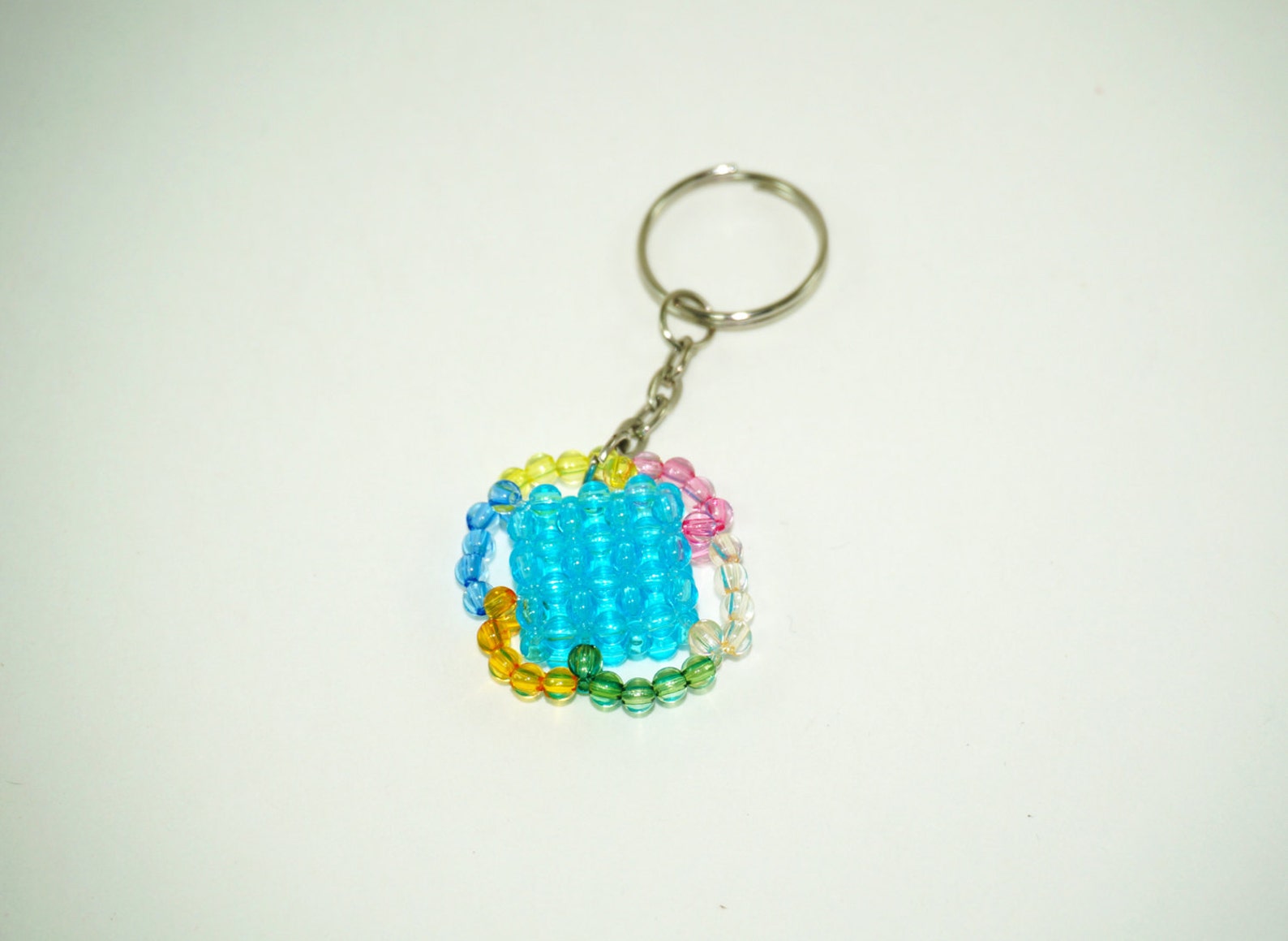 Beaded Keychain Teal Keychain Aqua Blue Keychain Beaded | Etsy