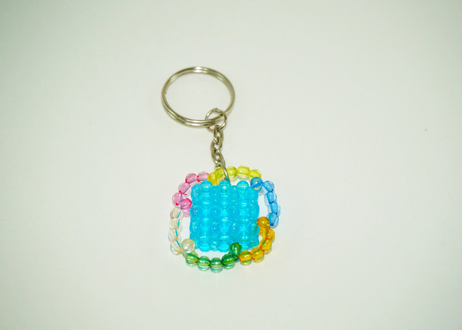 Beaded Keychain Teal Keychain Aqua Blue Keychain Beaded | Etsy