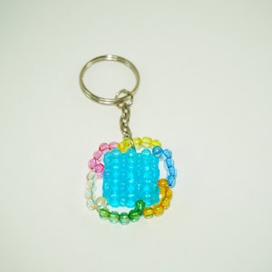 Beaded Keychain, Teal Keychain, Aqua Blue Keychain, Beaded Unique ...