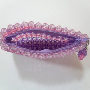 Pink, Purple and White Beaded Coin Purse, Girlie Coin Purse, Cute ...