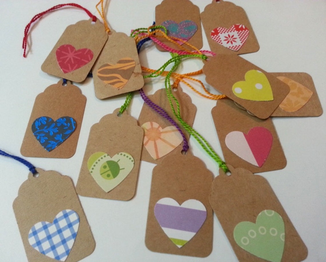 Tags With Hearts Kraft Heart Tags Cute Heart Tags Heart | Etsy