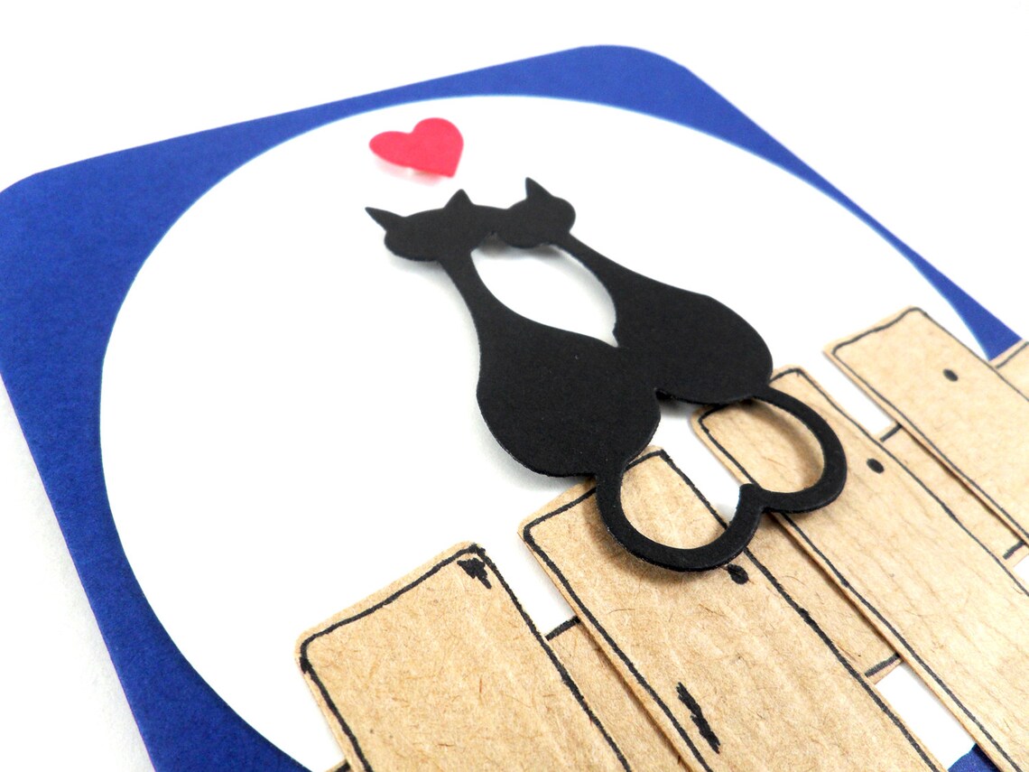 Cat Love Card Lovers Card Cat Lovers Card Cats on a Fence | Etsy