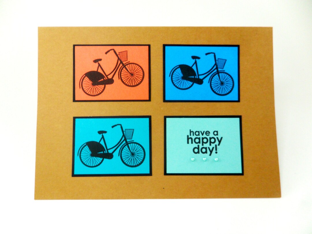 Bicycle Card, Bike Card, Have a Happy Day, Happy Bicycle Card, Cyclist ...