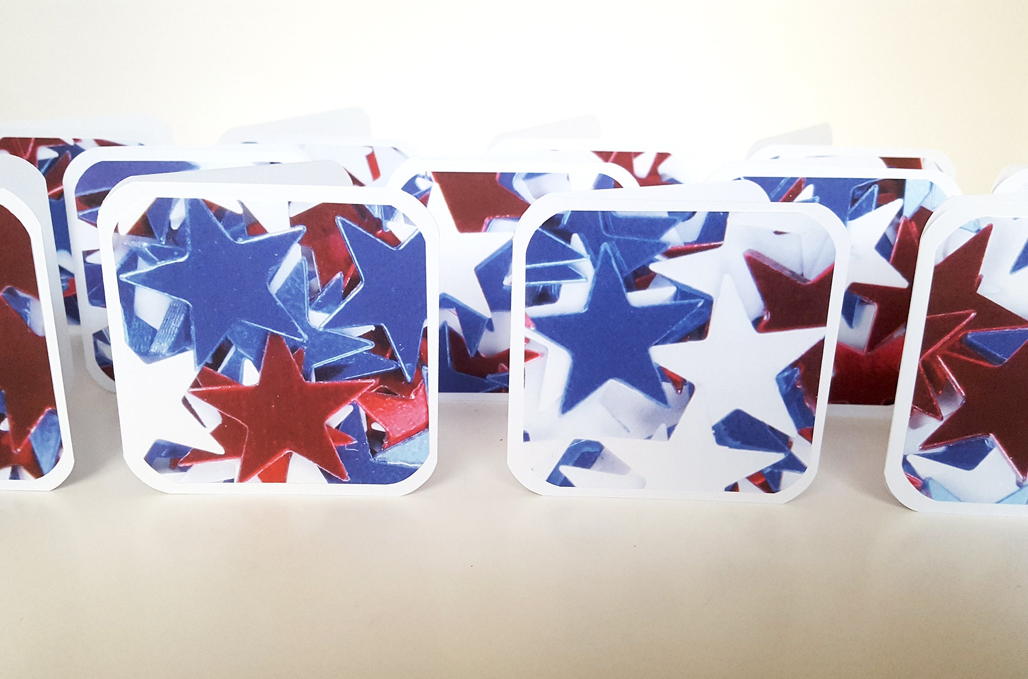 Patriotic Stars Cards Stars Mini Cards Red White and Blue - Etsy