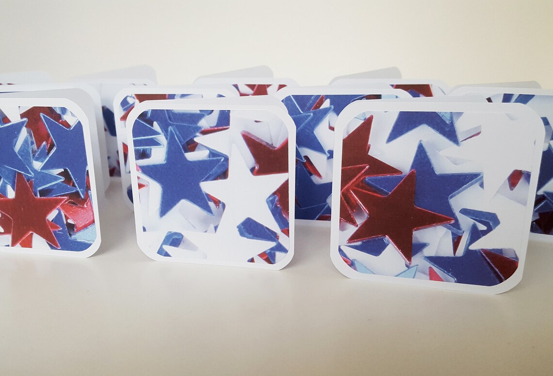 Patriotic Stars Cards Stars Mini Cards Red White and Blue - Etsy