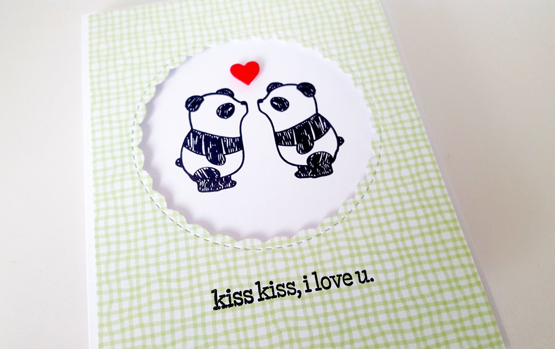 Panda Card, Panda Love Card, Panda Kiss Card, Cute Pandas Card, Panda ...