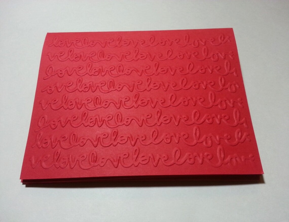 Love Embossed Blank Cards Red Love Cards Love Note Cards - Etsy
