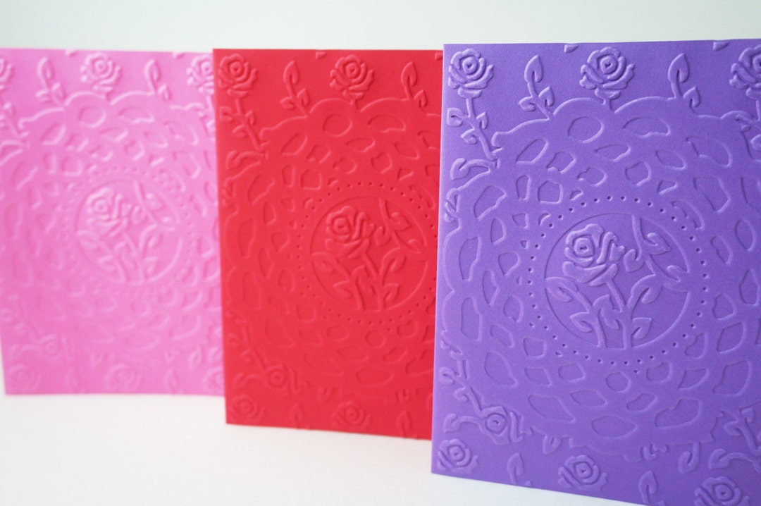 Rose Embosed Cards, Embossed Rose Cards, Flower Cards, Classic Flower ...