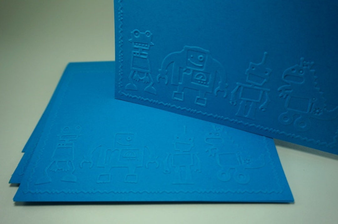 Robot Cards, Embossed Robot Cards, Robot Blank Cards, Boy Cards, Blank ...