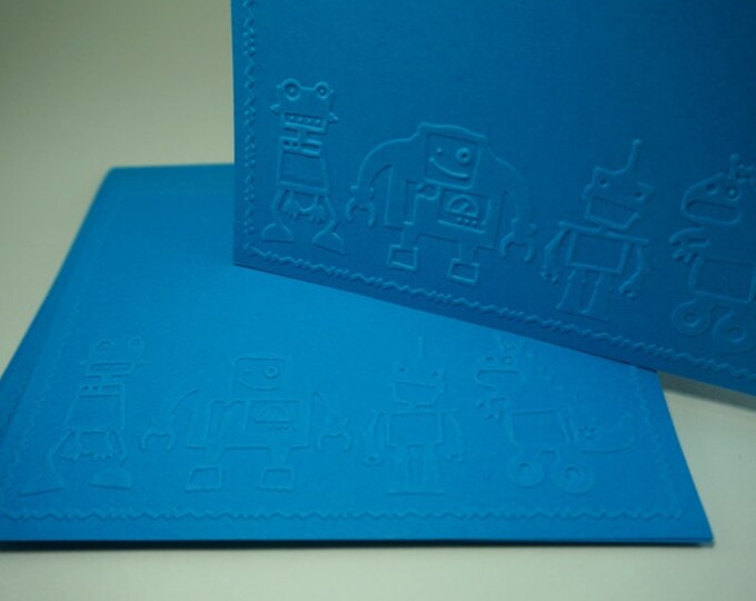 Robot Cards, Embossed Robot Cards, Robot Blank Cards, Boy Cards, Blank ...