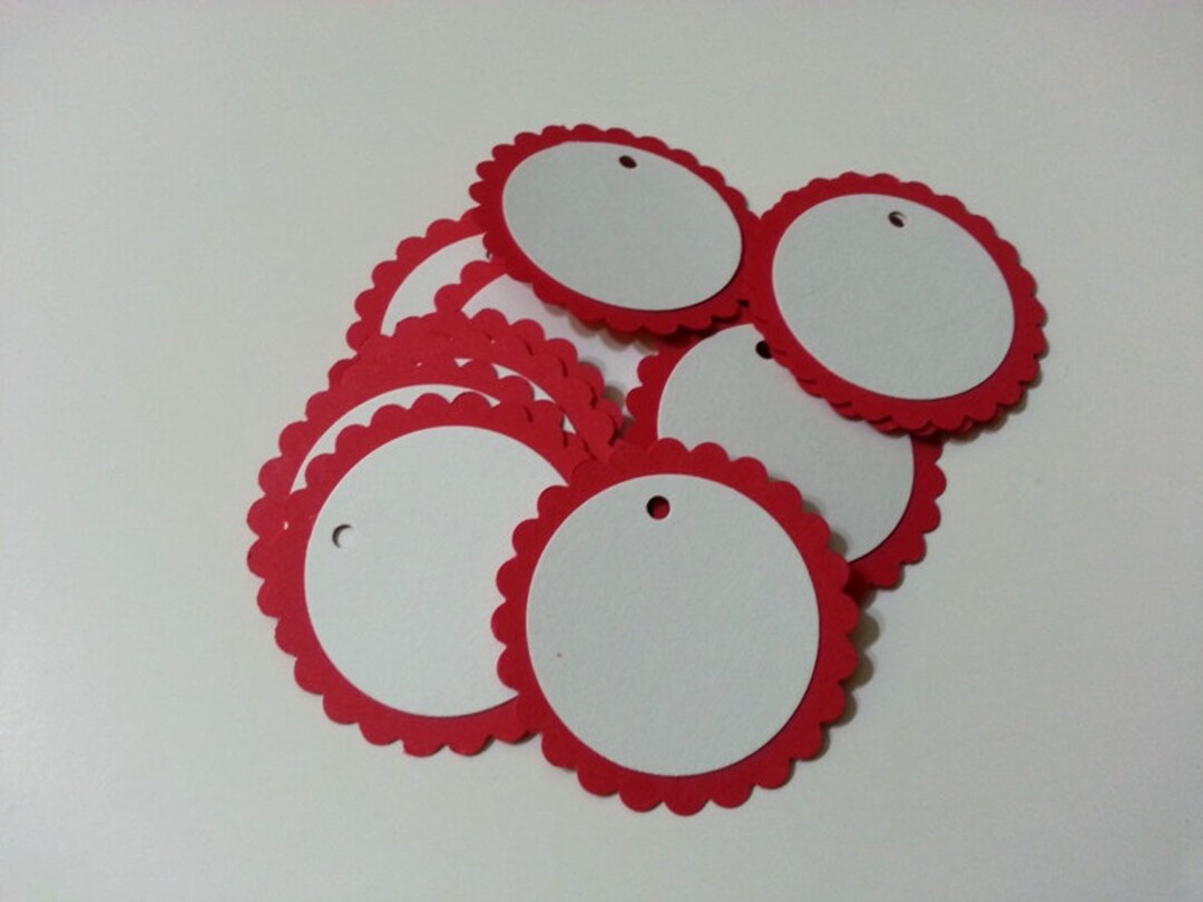 Scallop Circle Tag Pick Your Color, Colored Tags, Fancy Scallop Tags ...