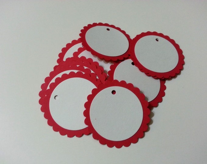 Scallop Circle Tag Pick Your Color, Colored Tags, Fancy Scallop Tags ...