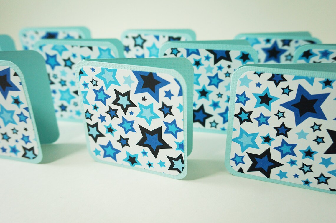 Blank Cards, 3X3 Cards, Stars Card, Blue Stars Card, Mini Note Cards ...