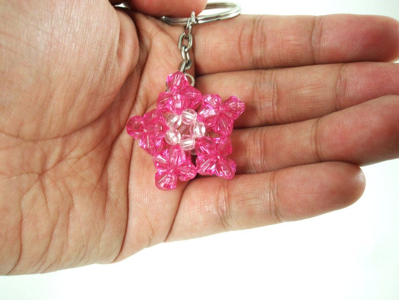 Puffy Star Keychain Beaded Keychain Star Keychain Beadwork | Etsy
