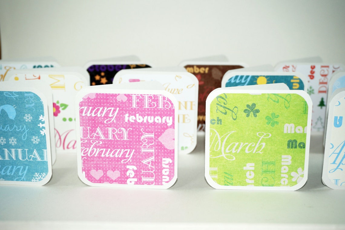 Mini Cards, 12 Months Blank Mini Cards, Mini Cards With Envelopes ...