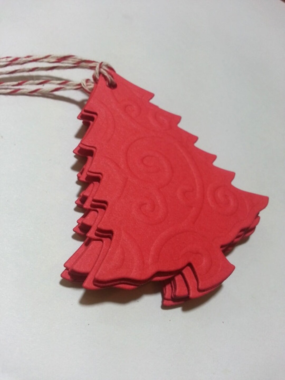 Christmas Tree Tag, Embossed Christmas Trees, Christmas Tree Gift Tags ...