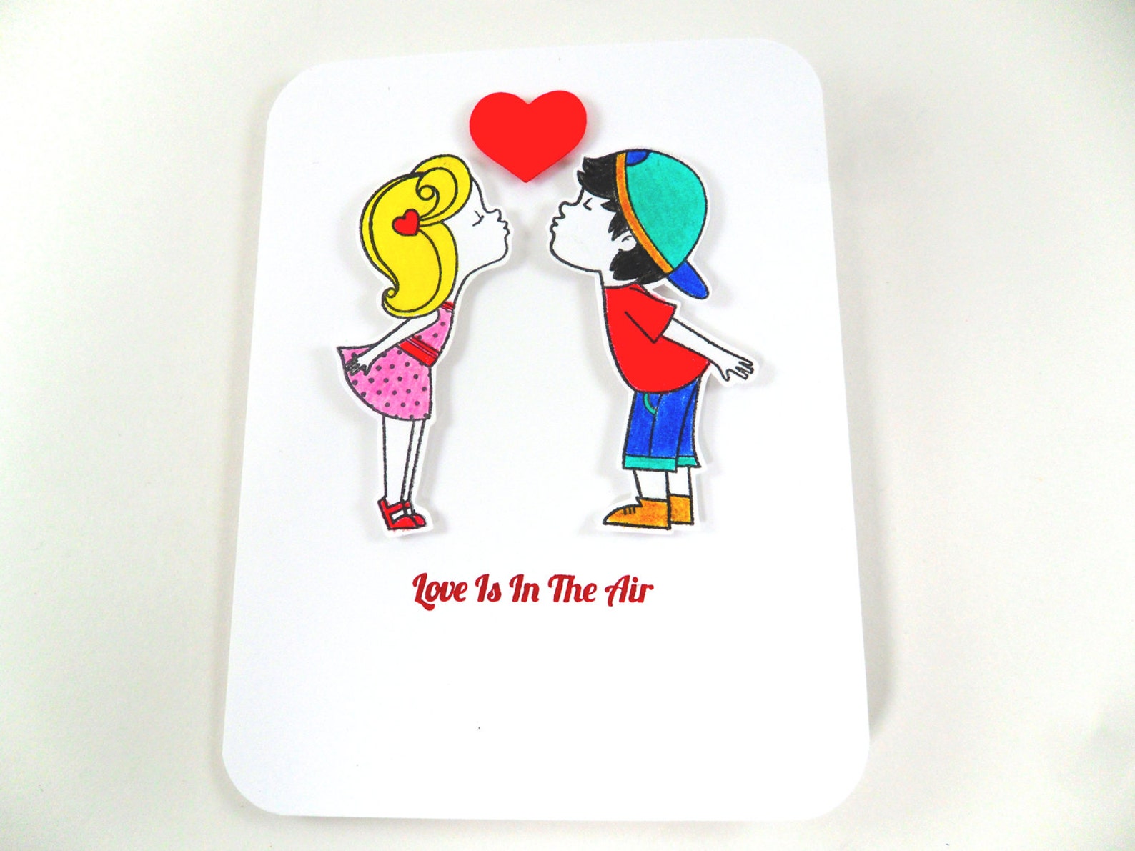 Kissing Card Kiss Card Valentine Card Little Kiss Card | Etsy