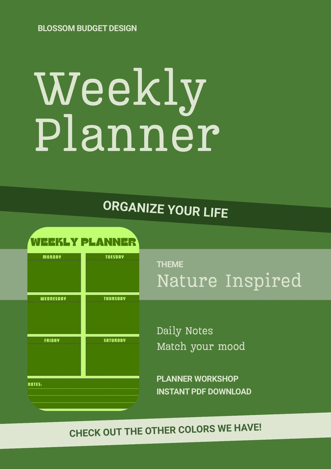 Nature Inspired Weekly Planner Printable | Minimalist Organizer (PDF ...