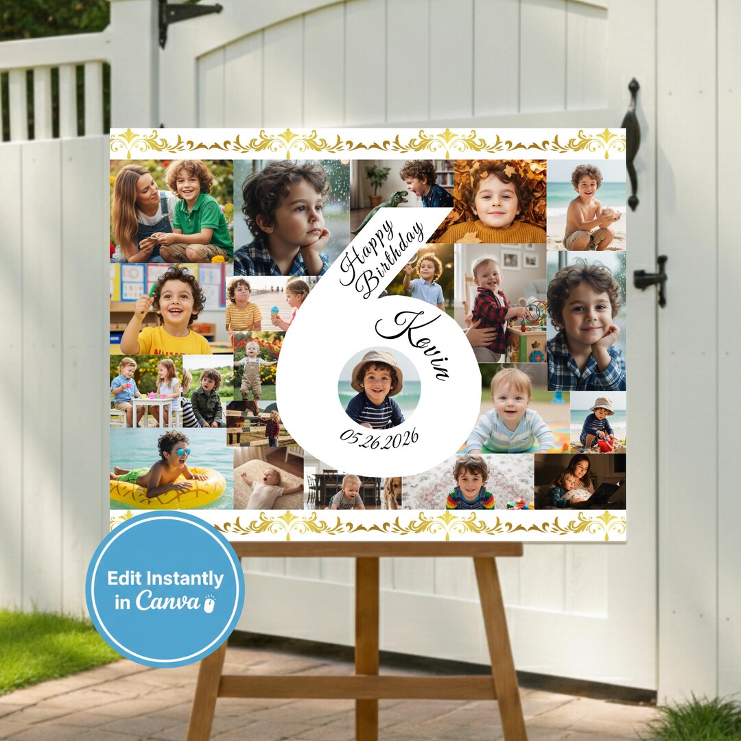 6th Birthday Photo Collage | Canva Template Gift for Him or Her ...