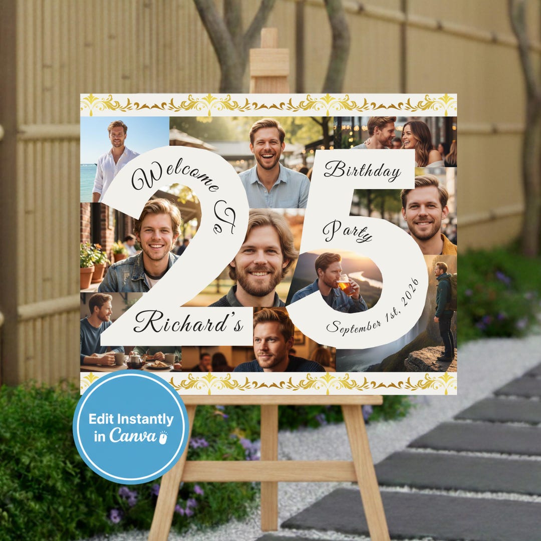 25th Birthday Photo Collage | Canva Template Gift for Him or Her ...