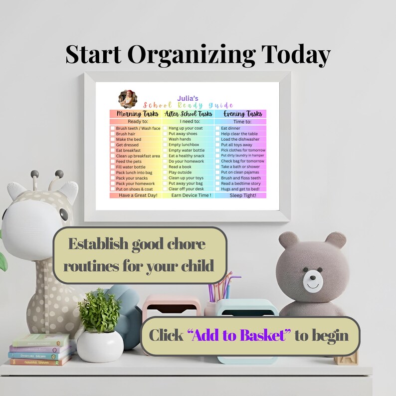 Editable Kids Daily Routine Checklist | Responsibility Chart | Morning ...