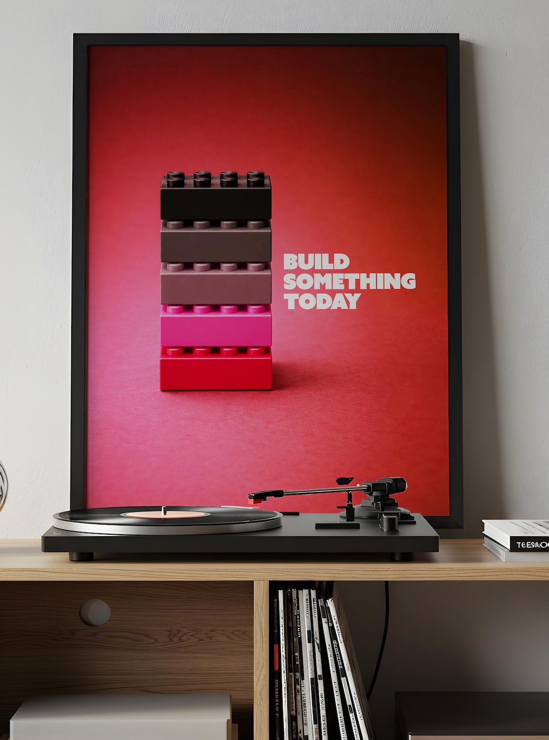 Build Something Today Poster – Red – Minimalist LEGO Wall Art, Creative ...