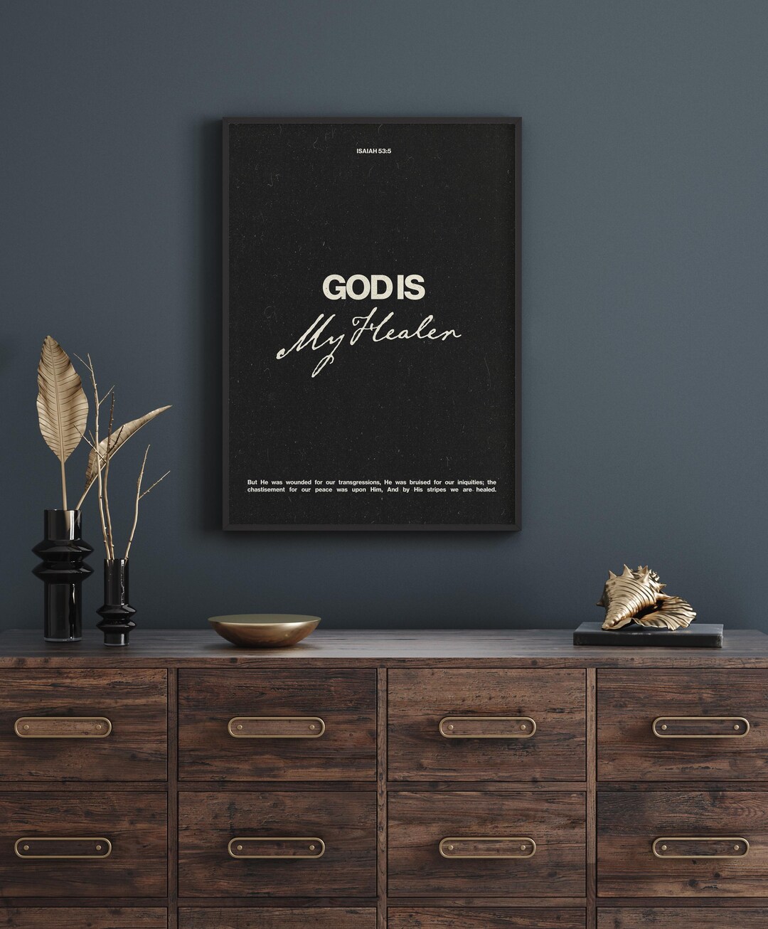 God is My Healer Scripture Poster – Isaiah 53:5 Christian Wall Art ...